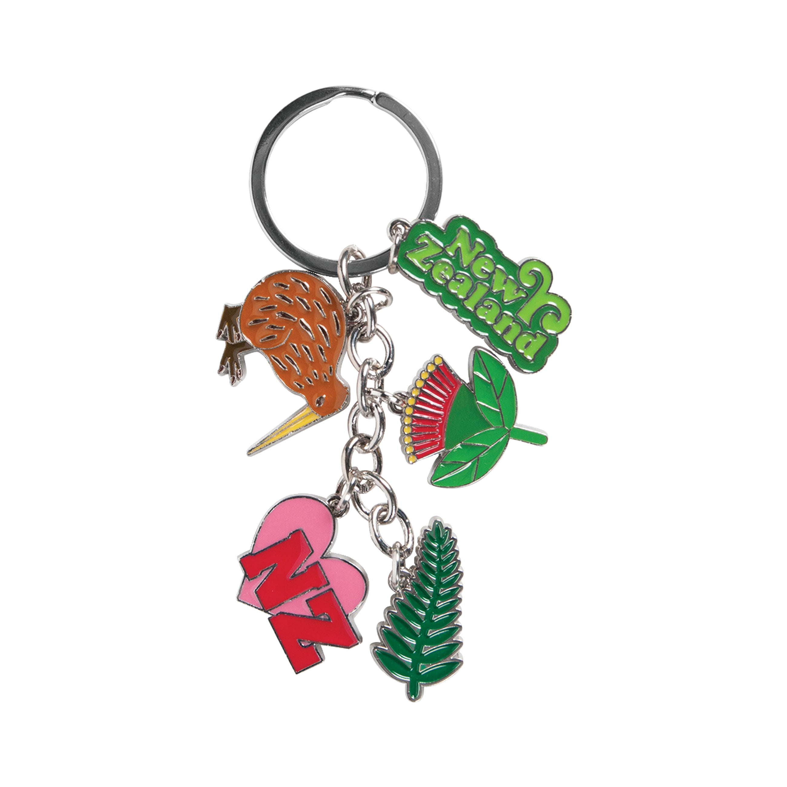 KR109 - Keyring Metal Kiwi, Flowers, Heart & Fern – Parrs Products