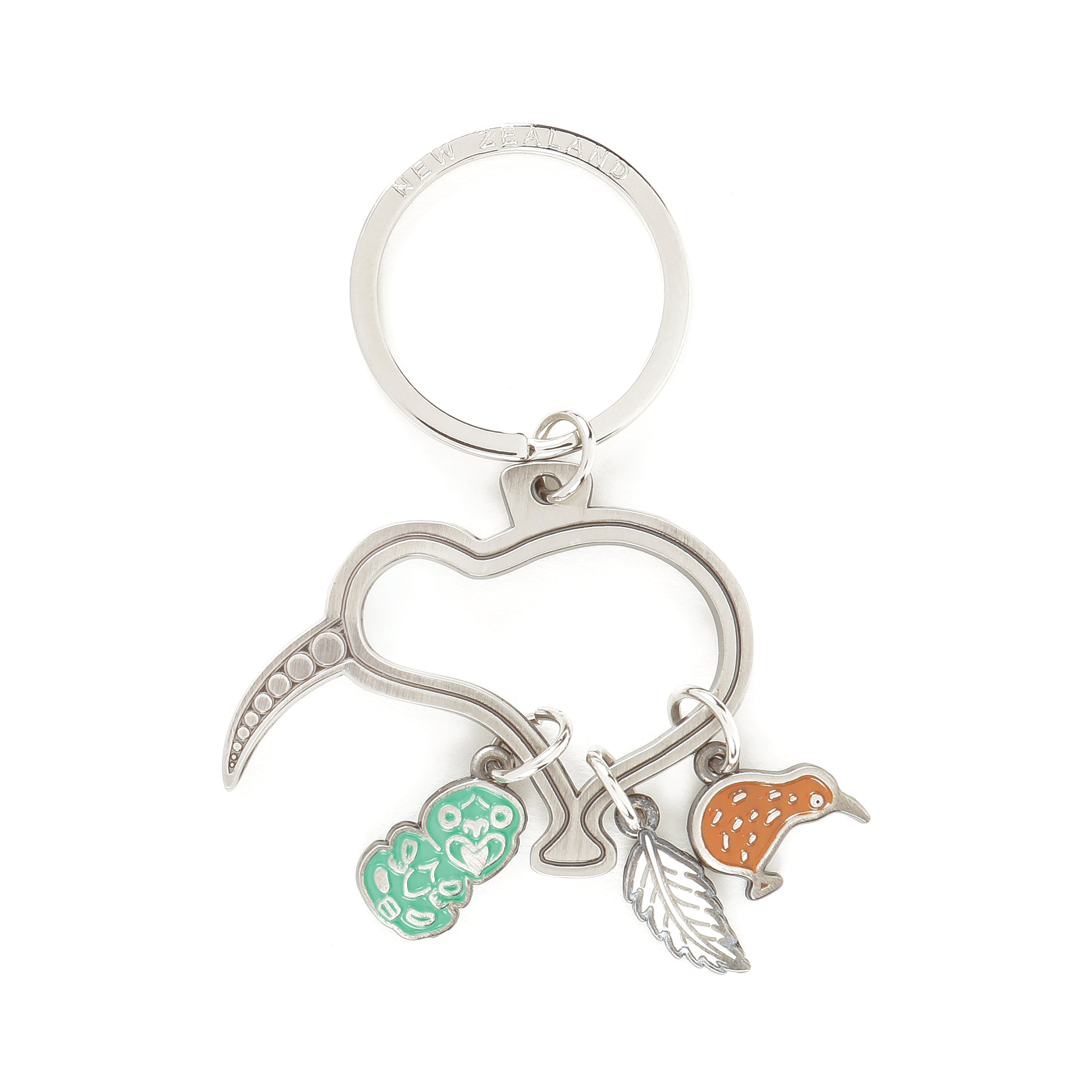 KR144 - Keyring Metal Kiwi cut-out with charms – Parrs Products