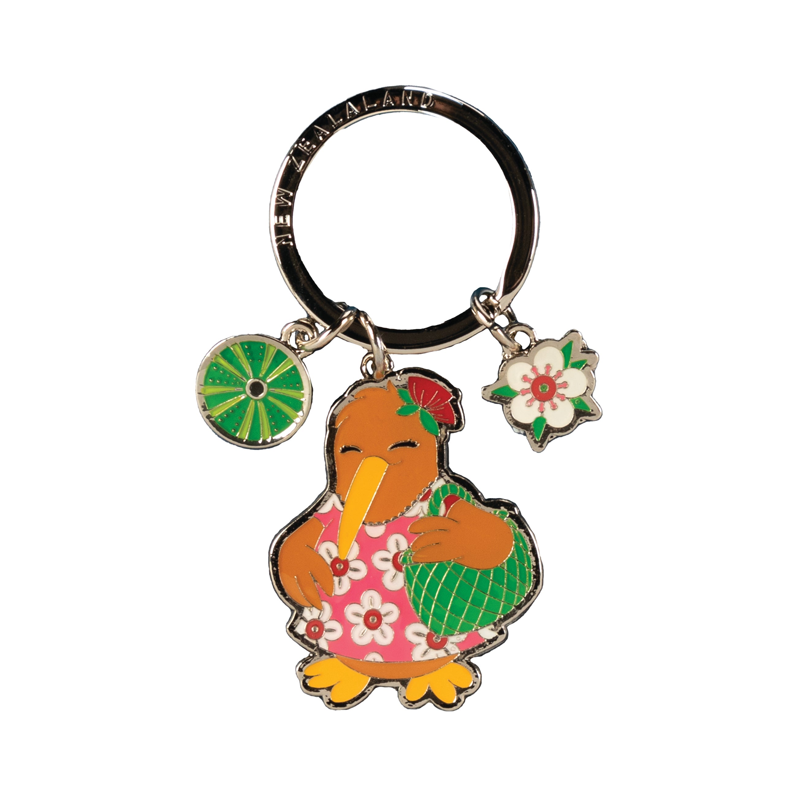 KR171 - Keyring Metal Kiwi Girl with charms – Parrs Products