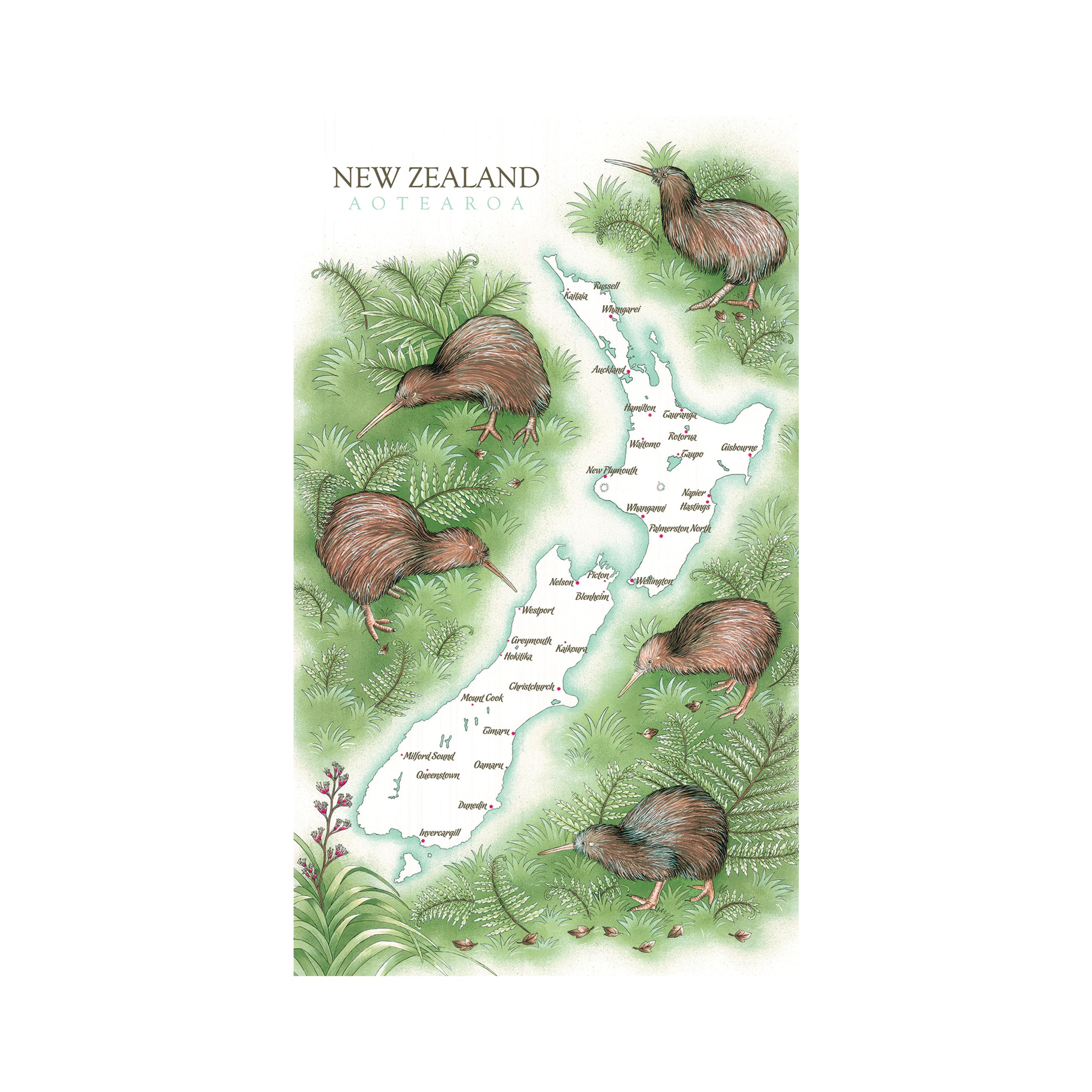 TTKNZM - Tea Towel Kiwis on NZ Map – Parrs Products
